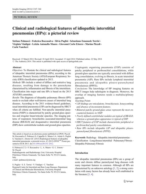 Clinical and radiological features of idiopathic interstitial ... Clinical and radiological features of idiopathic interstitial ...