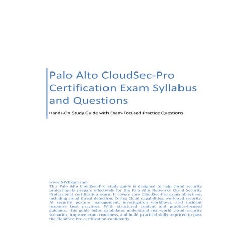 Palo Alto CloudSec-Pro Certification Exam Syllabus and Questions | PDF