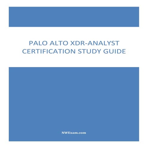 Palo Alto XDR-Analyst Certification Study Guide | PDF