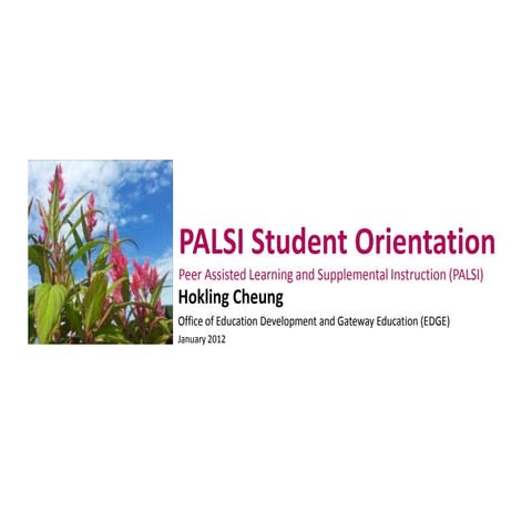 PALSI Student Orientation (Semester B, 2011/12) | PPTX