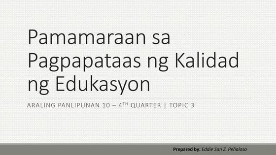 Mga Programa ng Pamahalaan para sa Pagkakapantay-pantay sa Edukasyon | PPTX