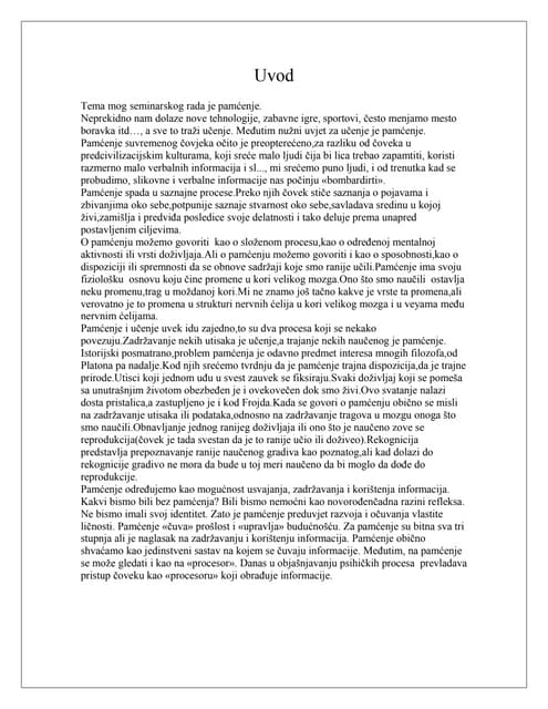 Pamćenje i zaboravljanje | PPT