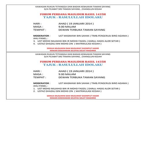 Pamplet maulid 1435h | DOCX