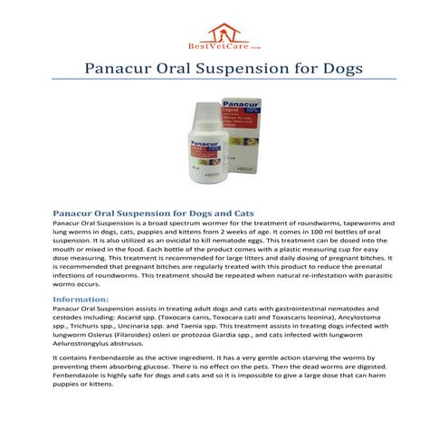 Panacur Oral Suspension For Dogs | PDF