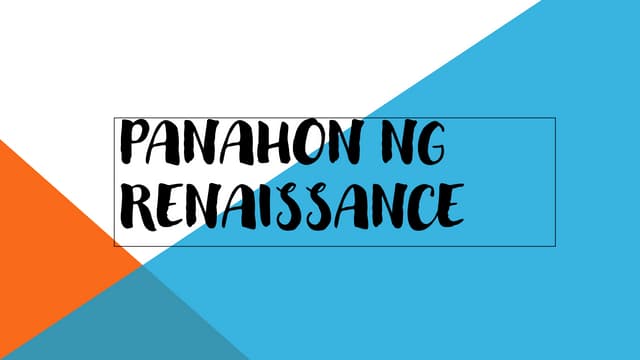 panahon ng renaissance | PPTX
