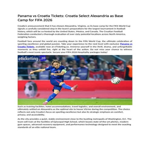 Panama vs Croatia Tickets Croatia Select Alexandria as Base Camp for ...