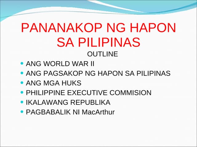 Pamamahala ng hapones sa pilipinas | PPTX