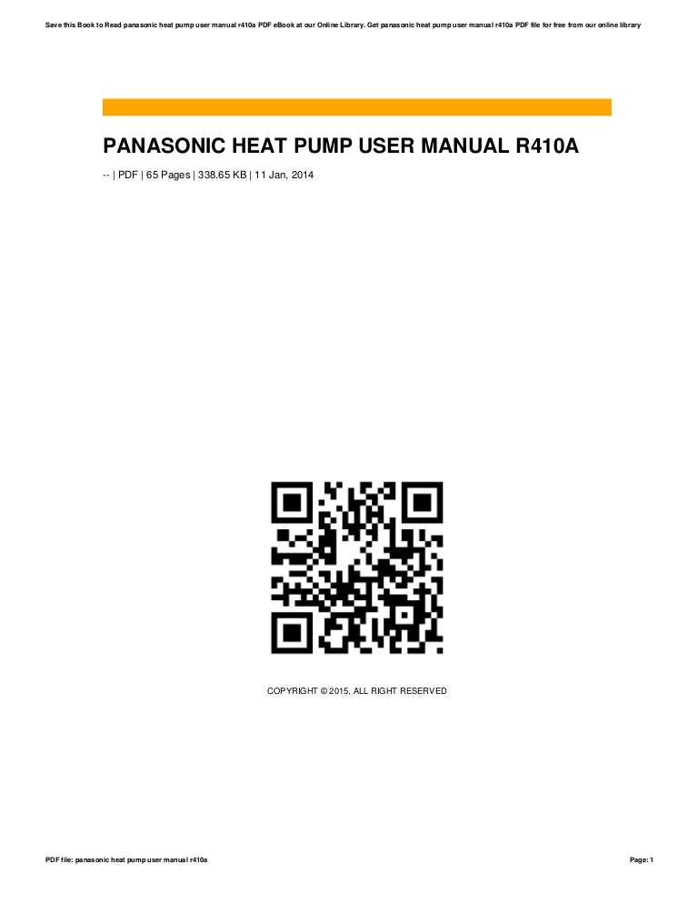 Panasonic heat pump user manual r410a
