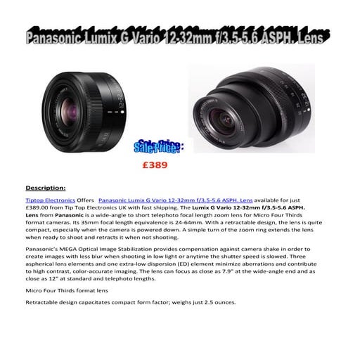 Panasonic lumix g vario 12 32mm lens | PDF