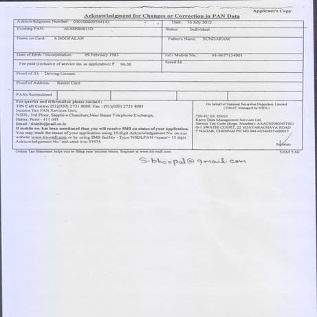 Pan card acknowledgement | PDF