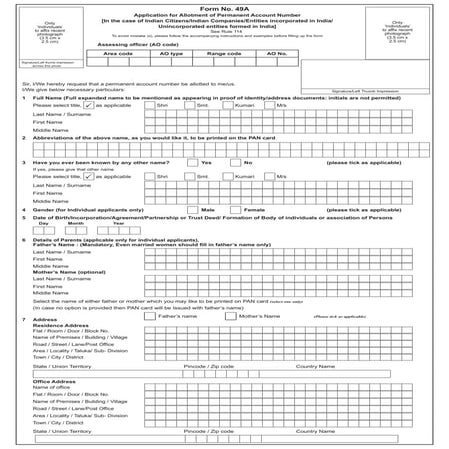 Pancard Form 49 A | PDF