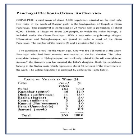 Panchayat election in Odisha | DOCX