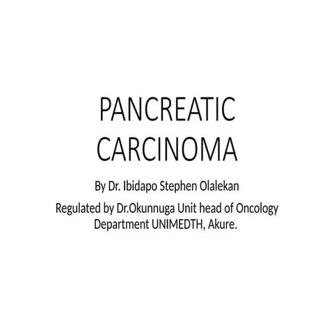 PANCREATIC CARCinoma and pancreatitis pt | PPT
