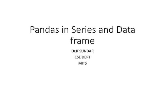 Introduction To Pandas Ppt 6120