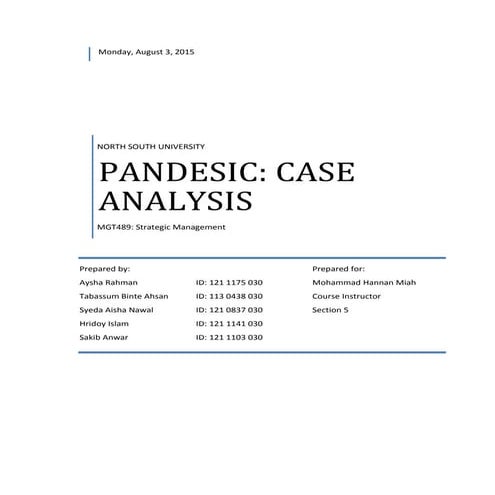 Pandesic case analysis | PDF