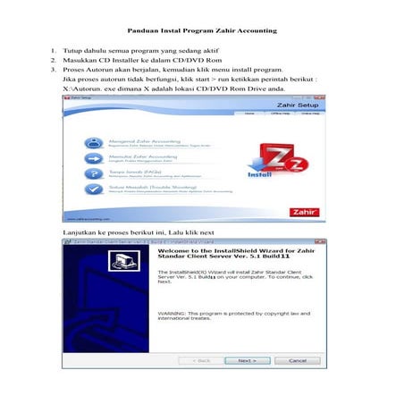 Panduan Installasi Zahir Accounting | PDF