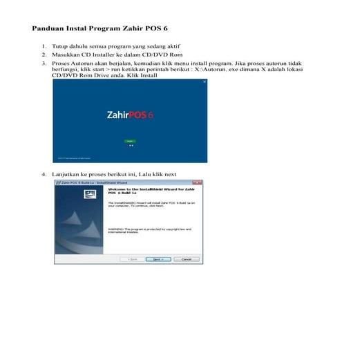 Panduan installasi zahir pos 6 | PDF