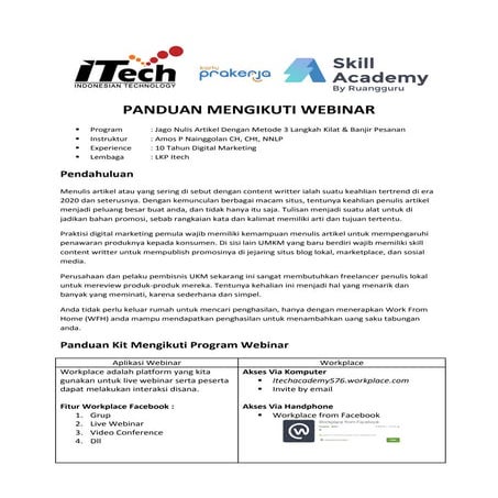 Panduan mengikuti webinar pdf | PDF