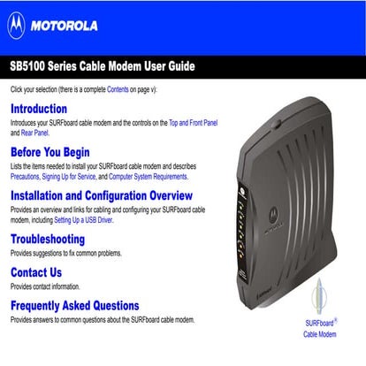 Panduan pelanggan fast net cable modem motorola sb5101 | PPT