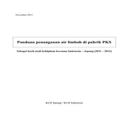 Panduan penanganan air limbah di pabrik pks | PDF
