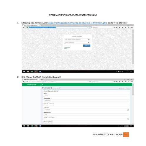 Panduan pendaftaran emis pendis sdm 2017 | PDF