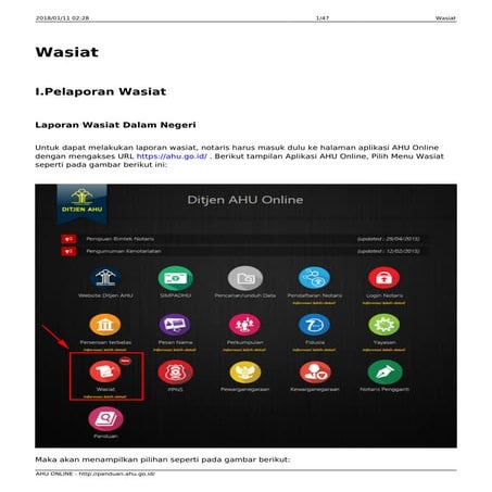 Panduan Penggunaan Aplikasi Wasiat | PDF