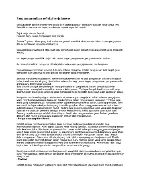 Contoh Refleksi Assignment IPG | DOCX