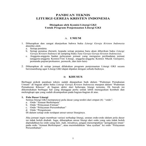 Panduan Teknis Liturgi Gki | DOC