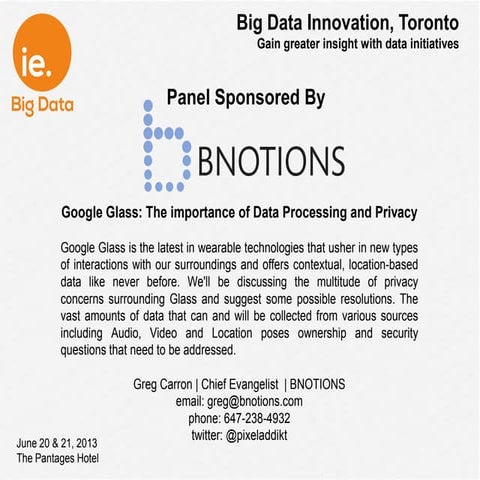 Google Glass: The Importance of Data Processing and Privacy, Panel ...
