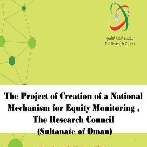 The project of creation of a national mechanism for equity monitoring ...