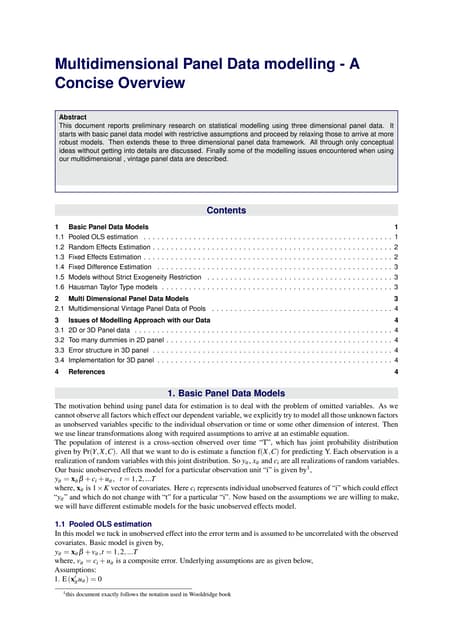 Econometrics of panel data - a presentation | PPT