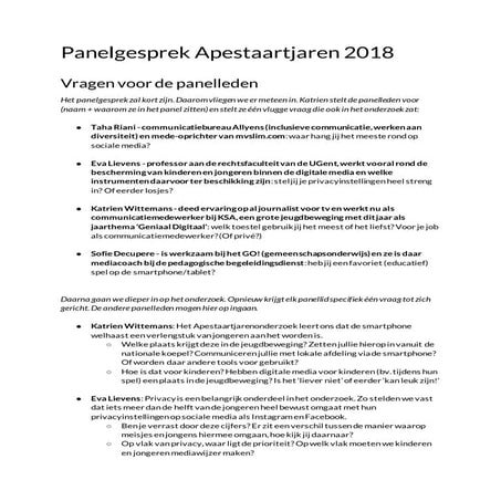 Panelgesprek apestaartjaren 2018 | DOCX
