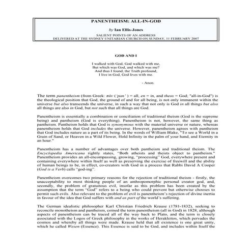 PANENTHEISM: ALL-IN-GOD | PDF