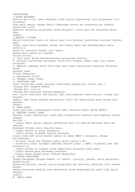 Contoh Proposal pendirian usaha | PDF