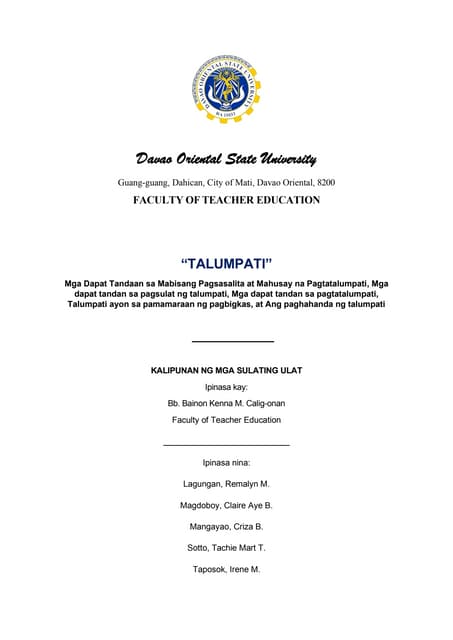 (TALUMPATI) Talumpati for grade 10... Talumpati ppt. | PPTX