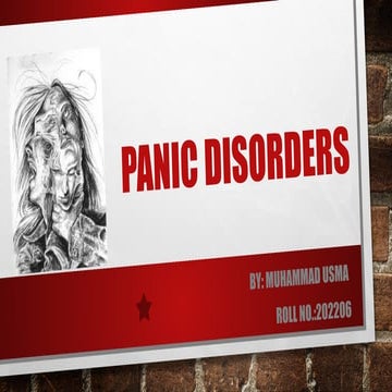 Panic disorders presentation by Dr. Muhammad Usman | PPT