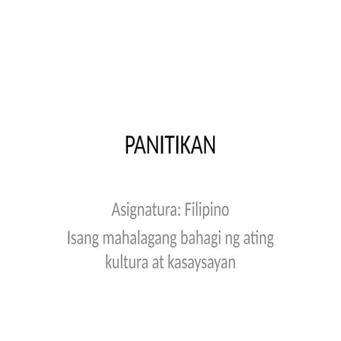 Panitikan : Filipino ; PowerPoint Presentation | PPTX