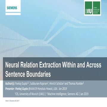 Neural Relation Extractionwithin And Across Sentence Boundaries Ppt