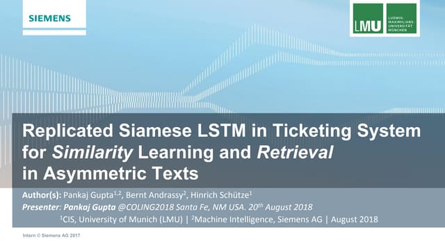 Replicated Siamese Lstm In Ticketing System For Similarity Learning And