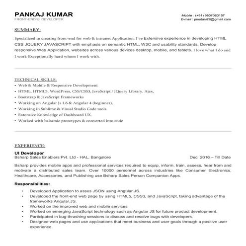 Pankaj kumar cv | PDF