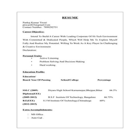 Pankaj resume | RTF