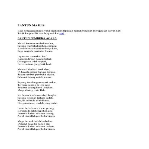 Koleksi pantun pengacara majlis | DOCX