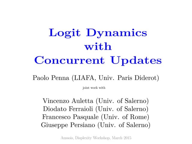 Logit Dynamics With Concurrent Updates Ppt
