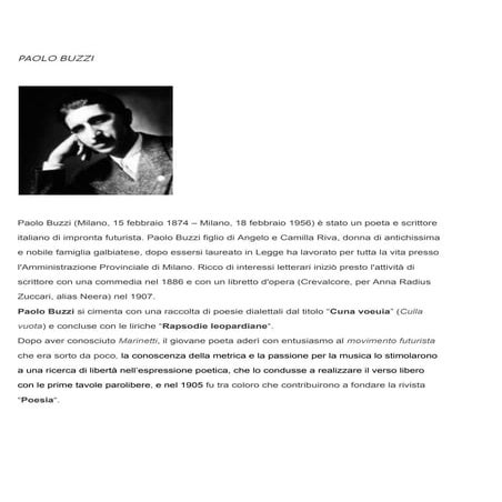 Paolo Buzzi | PDF | Poetry | Books and Literature