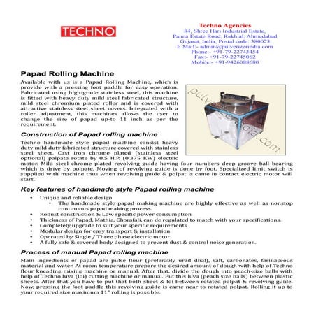 Papad rolling-machine | PDF
