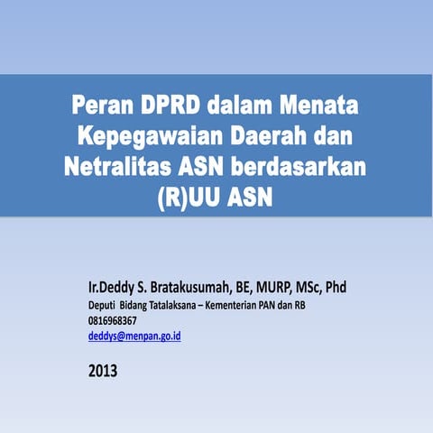 Peran DPRD membentuk ASN Netral | PPT