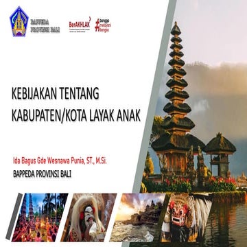 Paparan Kabid PPM Bappeda Prov Bali - Kebijakan KLA Prov Bali 18 Juli ...