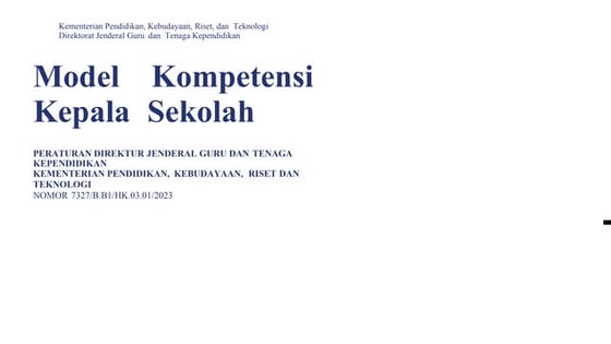 Model Kompetensi Kepala Sekolah sesuai Perdirjen GTK nomor 7327 | PDF