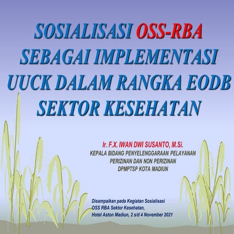 Paparan Sosialisasi OSS RBA Sektor Kesehatan | PPT
