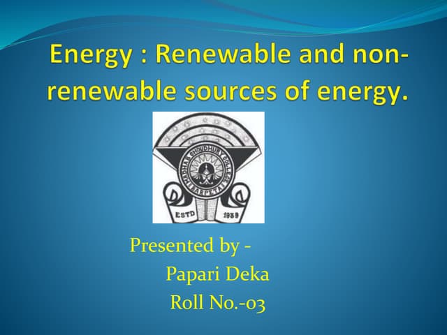 Renewable and Nonrenewable Energy Resources | PPT